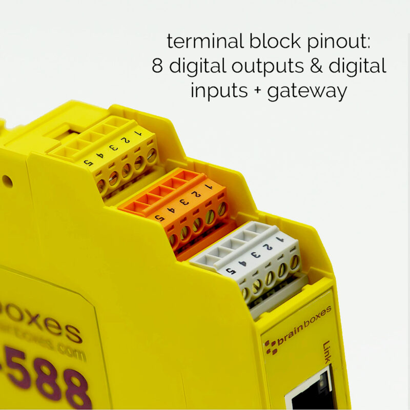 ED-588 Ethernet to 8 Digital Inputs and 8 Digital Outputs + ASCII Gateway - Brainboxes