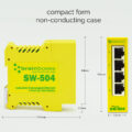 SW-504 Industrial Ethernet 4 Port Switch DIN Rail Mountable - Brainboxes