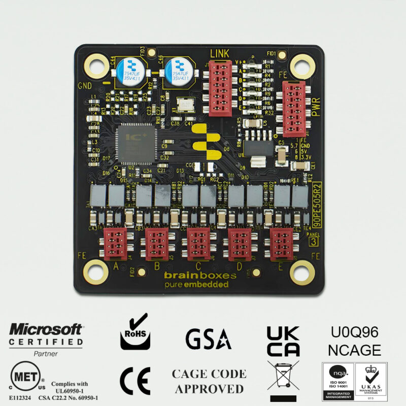 PE-505 Pure Embedded Industrial 5 Port 10/100 Ethernet Switch - Brainboxes
