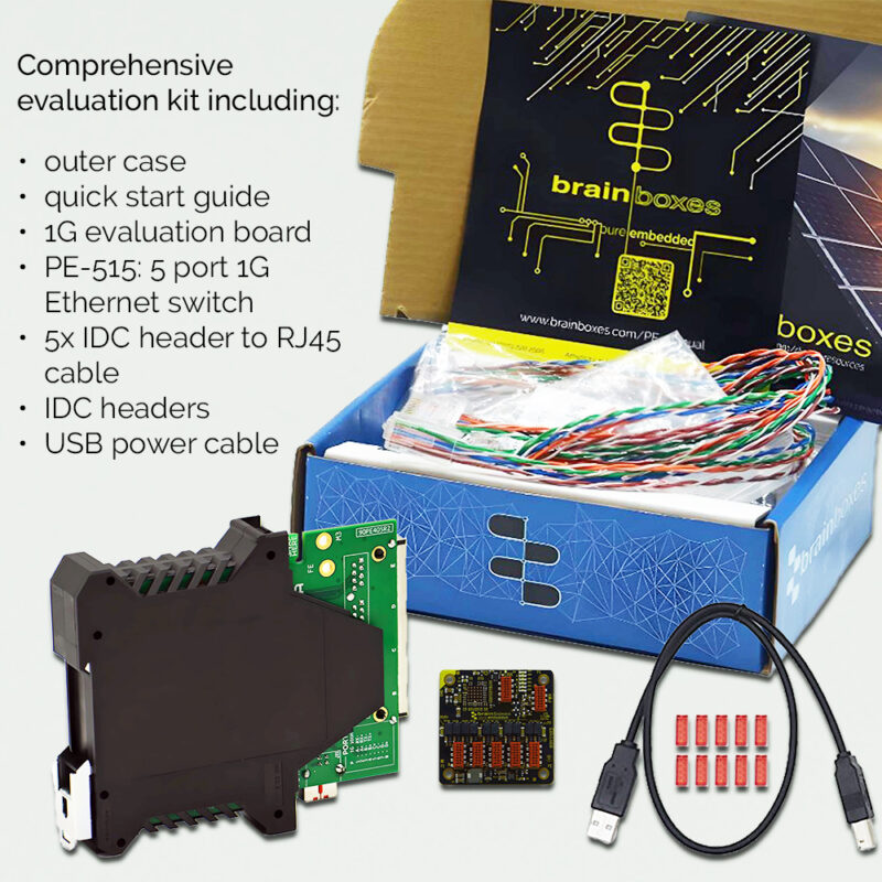 PE-415 Pure Embedded Industrial Gigabit Ethernet Evaluation Kit - Brainboxes