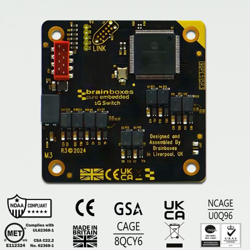 PE-515 Pure Embedded Industrial 5 Port Gigabit Ethernet Switch - Brainboxes